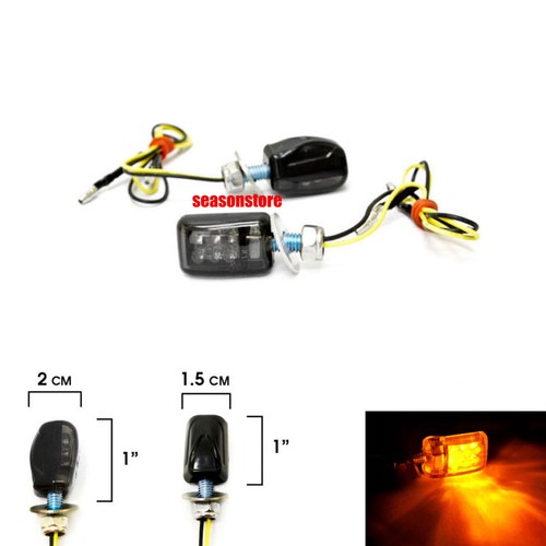 New Mini Micro Motorcycle LED Indicators Blinkers Turn Signal Black ...