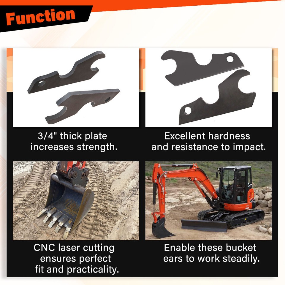 Quick Attach Bucket Ears Attachment Plate For Kubota U55 KX057 KX191 ...