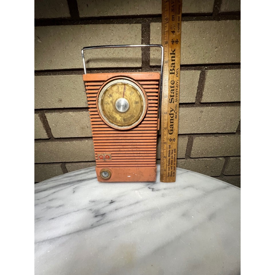 Vintage Motorola Transistor Radio Pink Retro Portable Handle UNTESTED ...