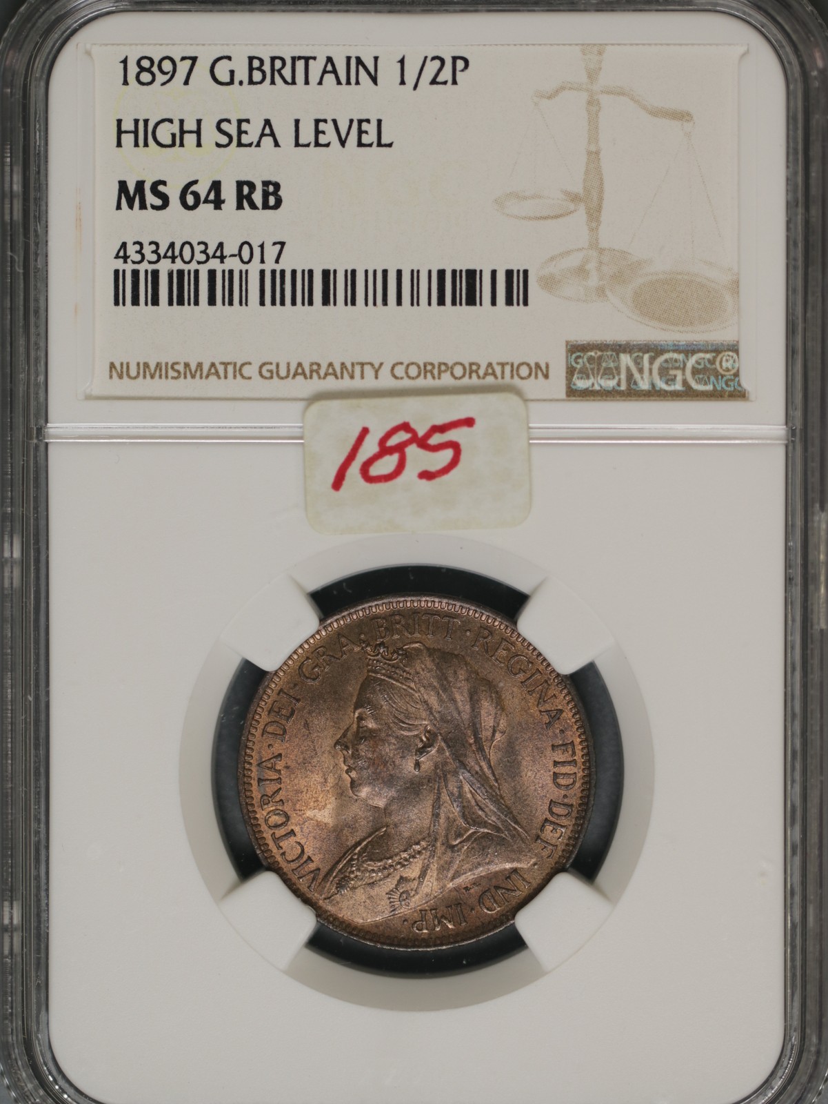Great Britain 1897 1/2 Penny K-789 NGC MS64 RB HIGH SEA LEVEL | eBay