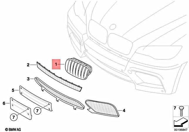 Genuine BMW X5 E70 M X6 E71 Front Radiator Kidney Grille Left OEM ...