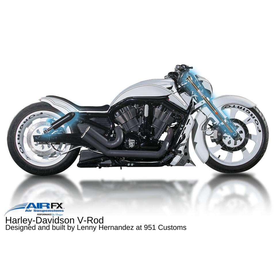 AirFX BK-HD-VR17-B-1 Black Rear Air Ride Suspension Kit 06-17 Harley V ...