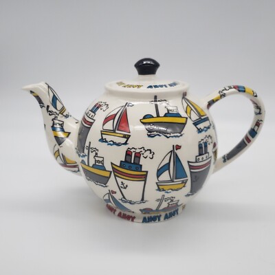 VINTAGE PAUL CARDEW DESIGN NAUTICAL AHOY AHOY CLASSIC LARGE TEAPOT ...