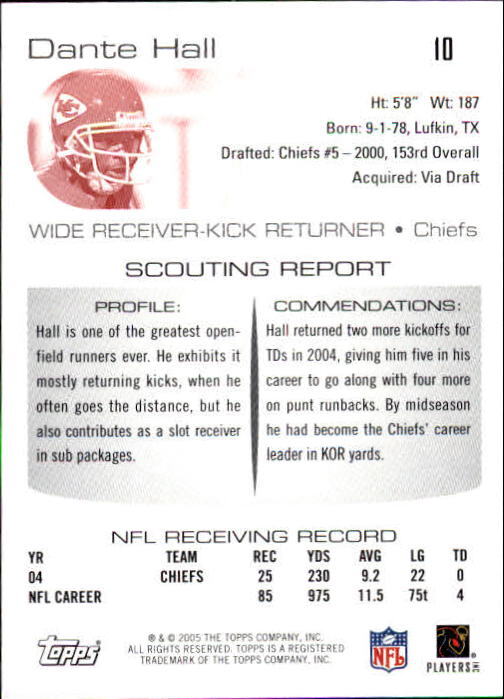 2005 Topps Draft Picks and Prospects #10 Dante Hall | eBay
