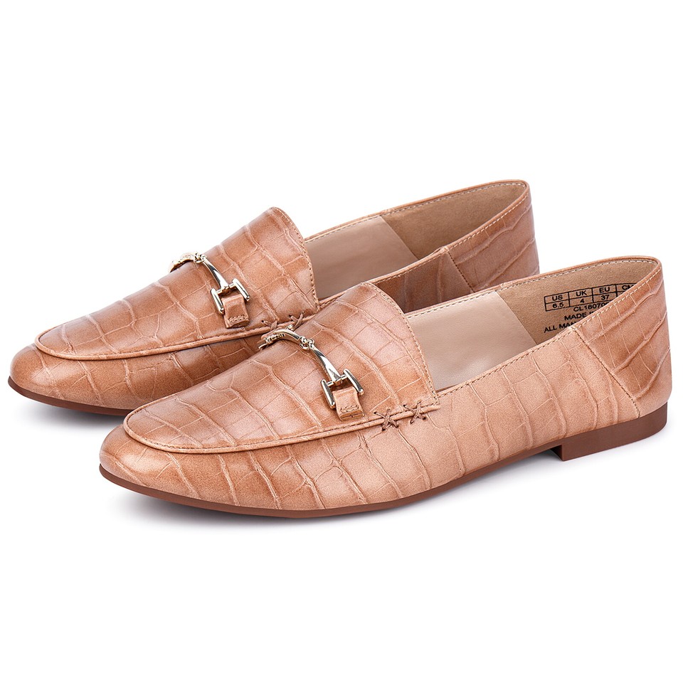 Womens Leather Penny Loafers Fashion Slip on Driving Flats Casual ...