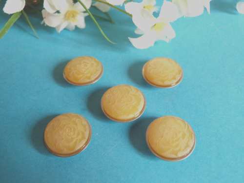 926B Chequerboard Buttons " Rose Garden " Yellow Tender Lot 5 Buttons ...