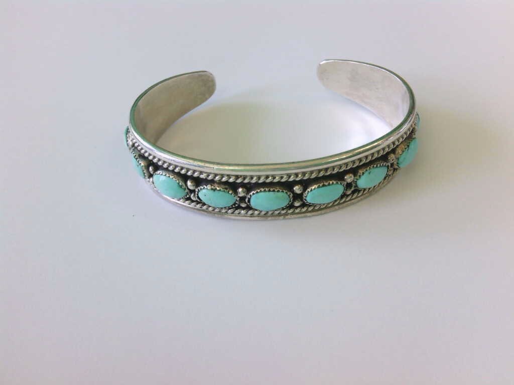 Vtg - Native American Navajo Sterling Silver 9 Turquo… - Gem