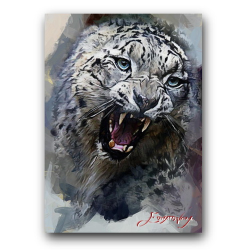 Snow Leopard #2 Art Card Limited 26/50 Edward Vela Signed (Animals Cats ...