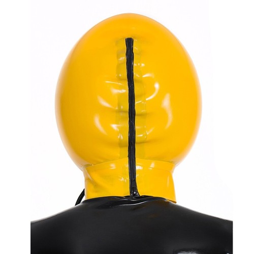 2 layer Latex Hood with Manual Inflation Rubber Mask Fetish Back zip ...