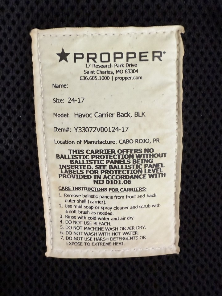 Proper Police Vest-Inner & outer carrier w/Kevlar.MAKE OFFER - FREE ...