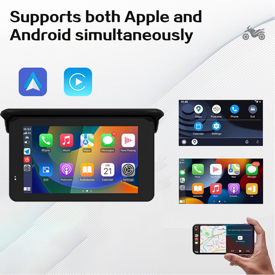 Motorcycle Navigation Wireless Carplay Android Auto 5inch Waterproof ...