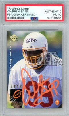Warren Sapp 1995 Upper Deck Autograph Rookie Card #12 PSA/DNA (Orange ...