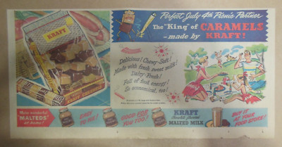Kraft Caramels Ad: True Rich Caramel Flavor ! Picnic 1950 Size: 7.5 x ...
