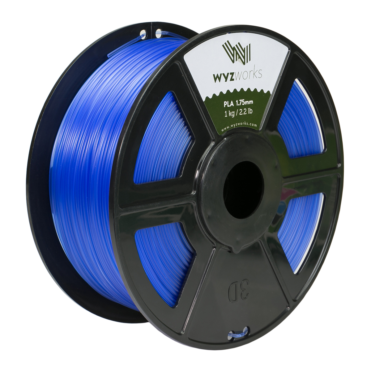 Translucent Blue PLA 1.75mm WYZworks 3D Printer Premium Filament 1kg/2 ...