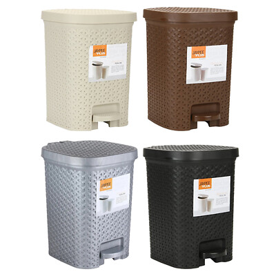 Rattan 7L Pedal Bin - Bathroom Waste Small Rubbish Dustbin Kitchen ...