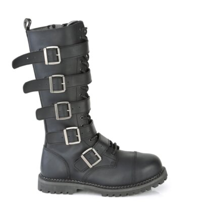 Demonia Riot-18BK Black Vegan Leather Unisex Combat Boots • Ships in 2 ...