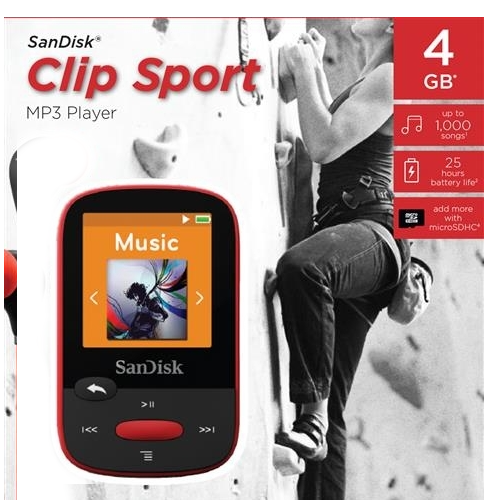 SanDisk Sansa Clip Sport 4GB MP3 Audio Music Player microSDHC Slot ...