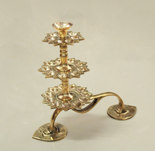 Aarti Pooja Lamp Handheld Brass Oil Lamp Hindu Home Temple Decor Gift ...