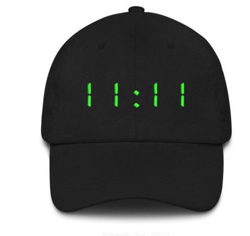 11:11 time embroidered black cap hook loop closure starseeds matrix ...