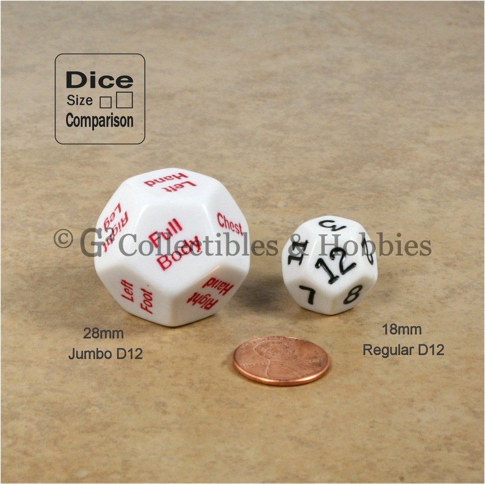 NEW D12 Body Hit Location Die RPG Game Dice 12 Sided Koplow 28mm | eBay