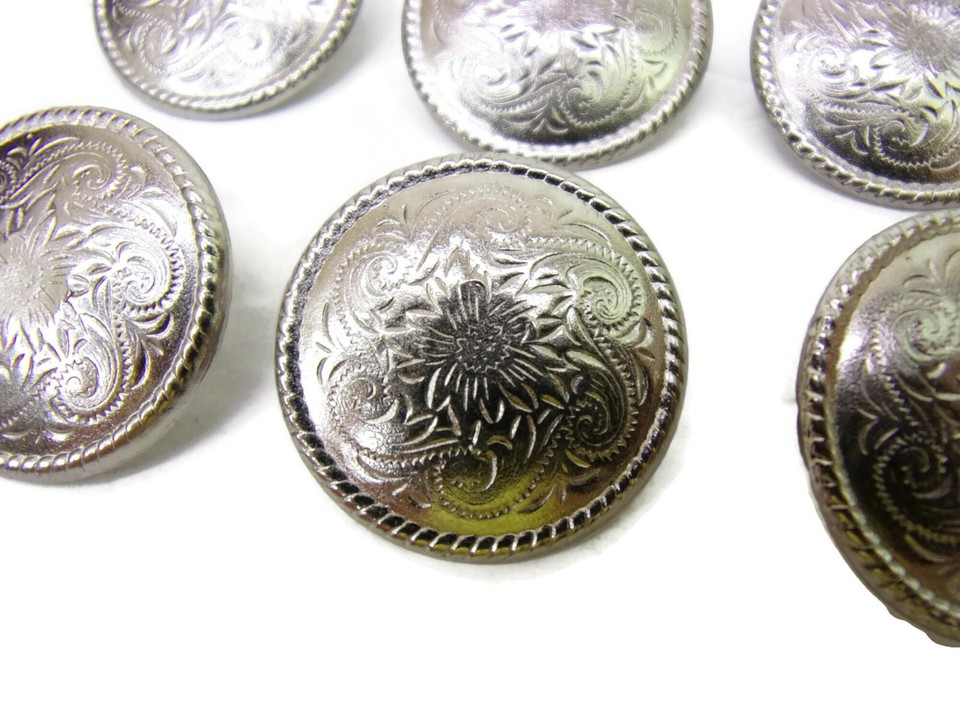 24-pcs 1" Conchos w/ Rivet Backs Rope Edge Paisley Wave Leather ...