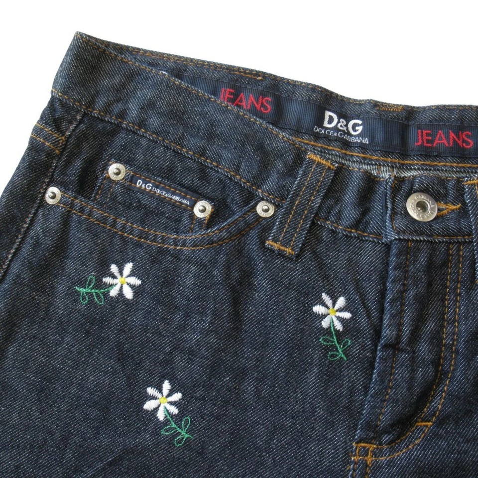 Dolce Gabbana Jeans Short Cropped Pants Jots Floral Embroidery W26 ...