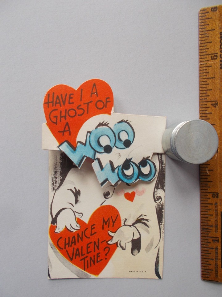 VTG VALENTINES DAY FOLD UP EXCHANGE CARD GHOSTS "WOO WOO" | eBay