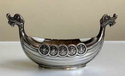 Norwegian Sterling Silver Viking Longship Boat Open Salt | eBay