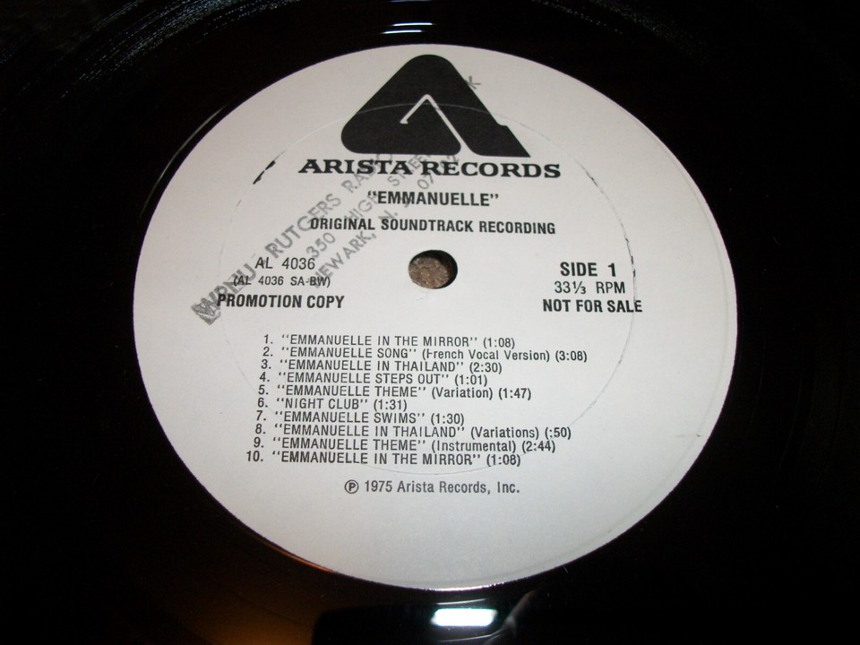 EMMANUELLE SOUNDTRACK LP ARISTA AL4036 - NM VINYL PROMO WRNU RUTGERS ...