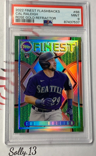 CAL RALEIGH RC 💎 PSA MINT pop 3! /15 ROSE GOLD REFRACTOR 2022 TOPPS ...
