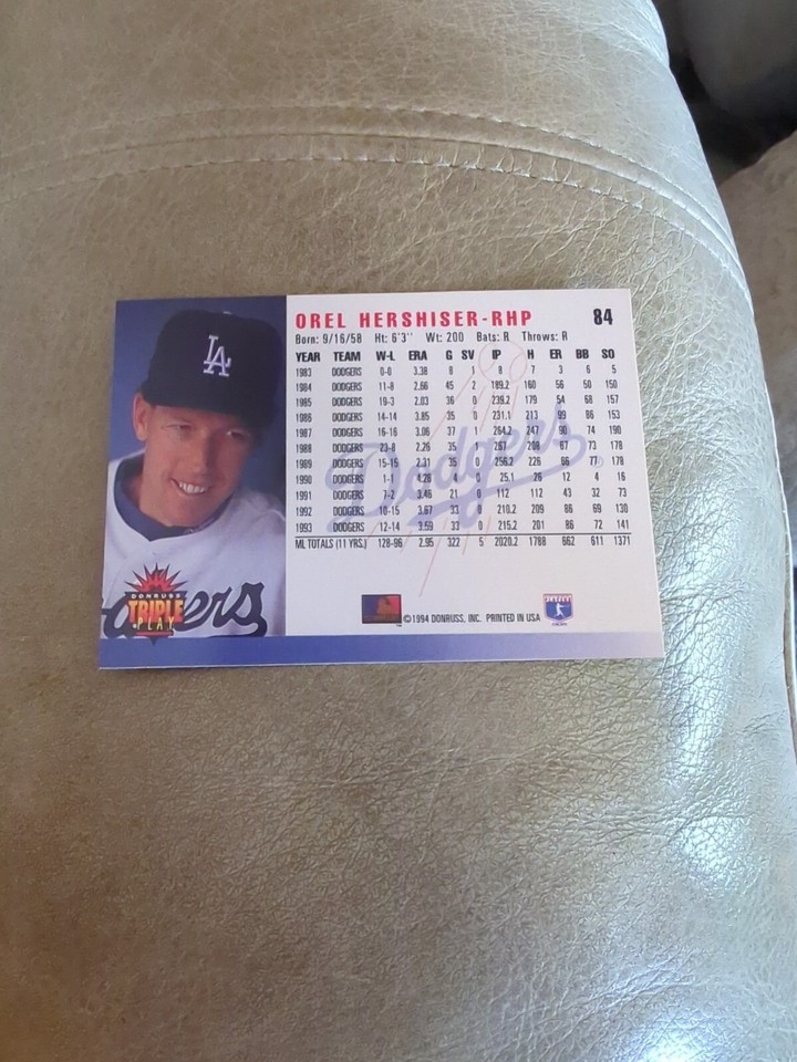 1994 Triple Play #84 OREL HERSHISER Los Angeles Dodgers | eBay