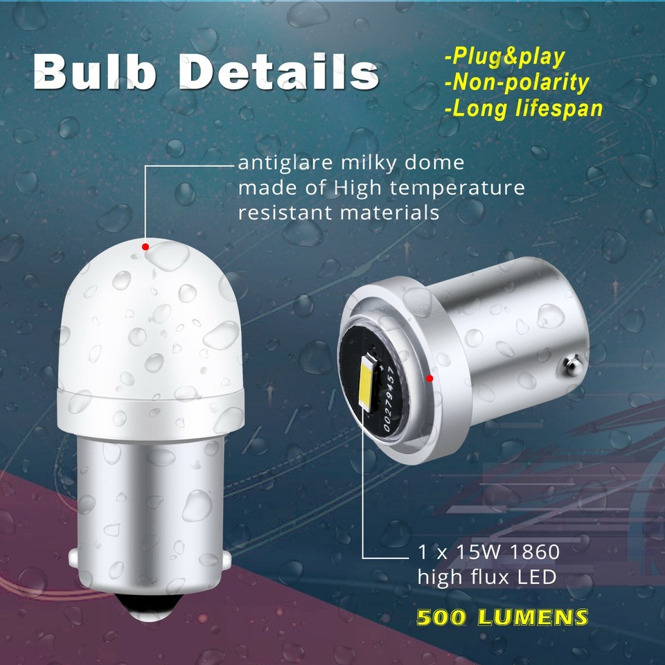 5008 LED Amber Yellow Front Turn Signal Light Bulbs for Motorcycle ATVs ...