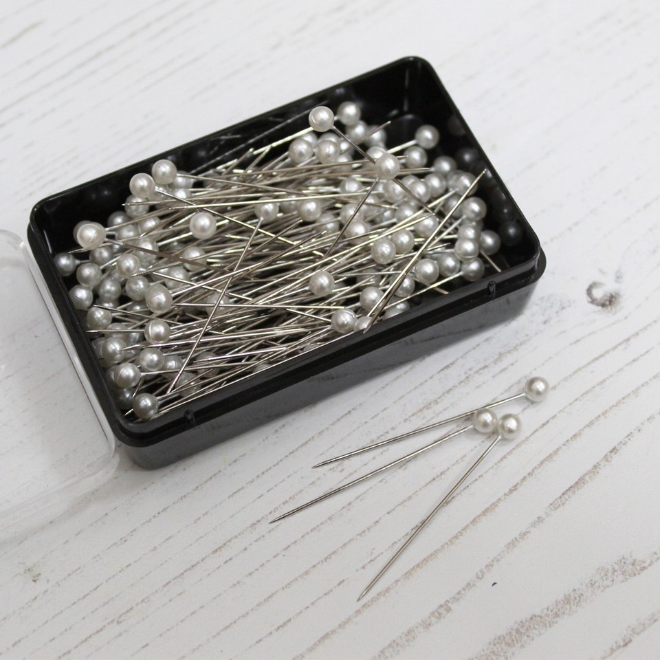 144 Pearl Head Pins 10 Coloured Options for Dressmaking Craft Sewing ...