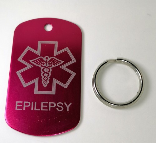 EPILEPSY Medical Alert ID , blue, purple SOS Tag free personalization ...