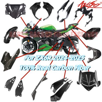 For Kawasaki ZX6R 2024 Carbon Fiber Front Rear Hugger Heel Guard Tail ...