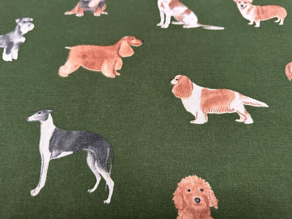 Dark Green Dogs Fabric Home Decor Curtains Dog Breeds Print Material ...