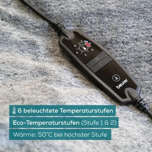 BEURER HD 75 Nordic Grey Wärmezudecke 6Temperaturstufen 130 x 180cm ...
