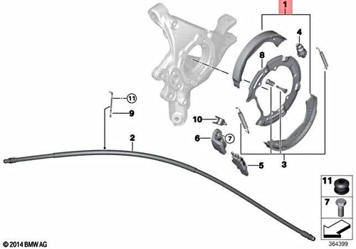 Genuine BMW E39 E46 E81 Parking Brake Shoe 4 pcs Repair Kit OEM ...