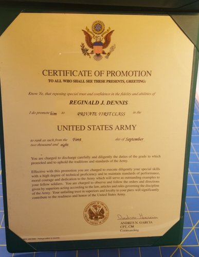 2008 United States Army Certificate Of Promotion. | eBay