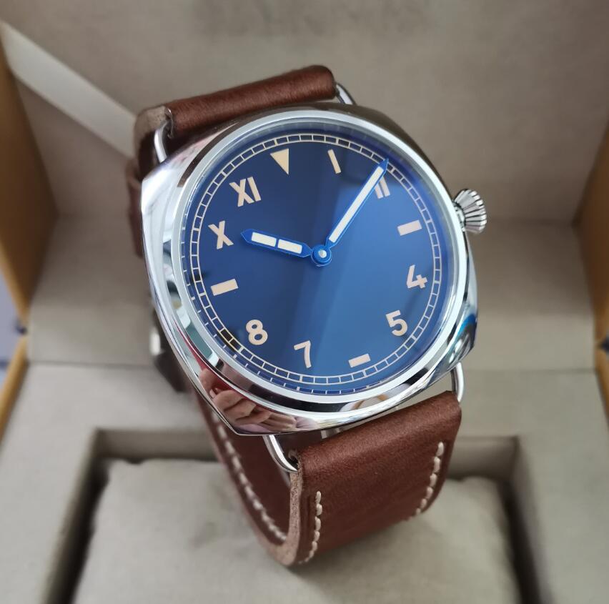 vintage blue watch brown strap men Limited Edition casual classic 47mm ...