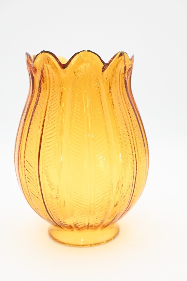 Vntg Amber Color Lamp Shades Globes Amber Tulip Shaped 5.25" Tall 4 1/8 ...