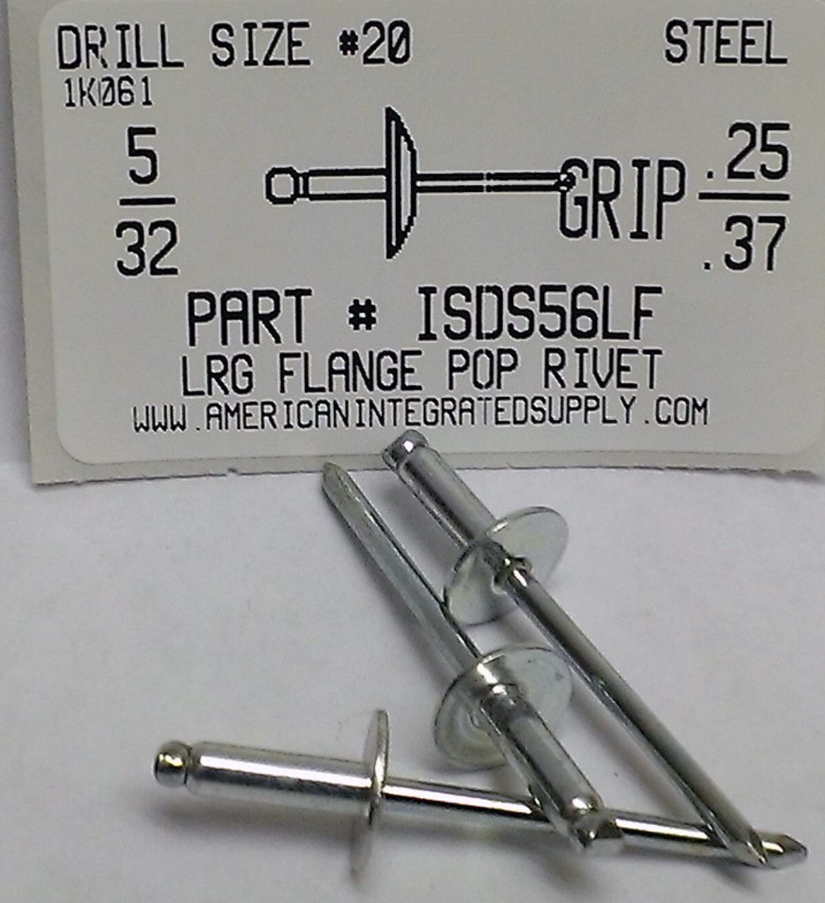 5/32 BLIND RIVET LARGE FLANGE HD .251-.375 GRIP STEEL RIVET STEEL ...