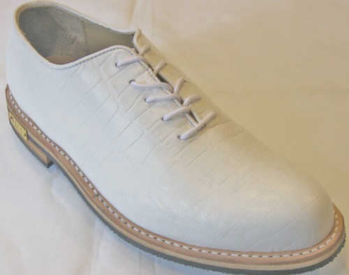 Footjoy Vecci Men Classic White Faux Crocodile Gold Toe Golf Shoe/ SMRP ...