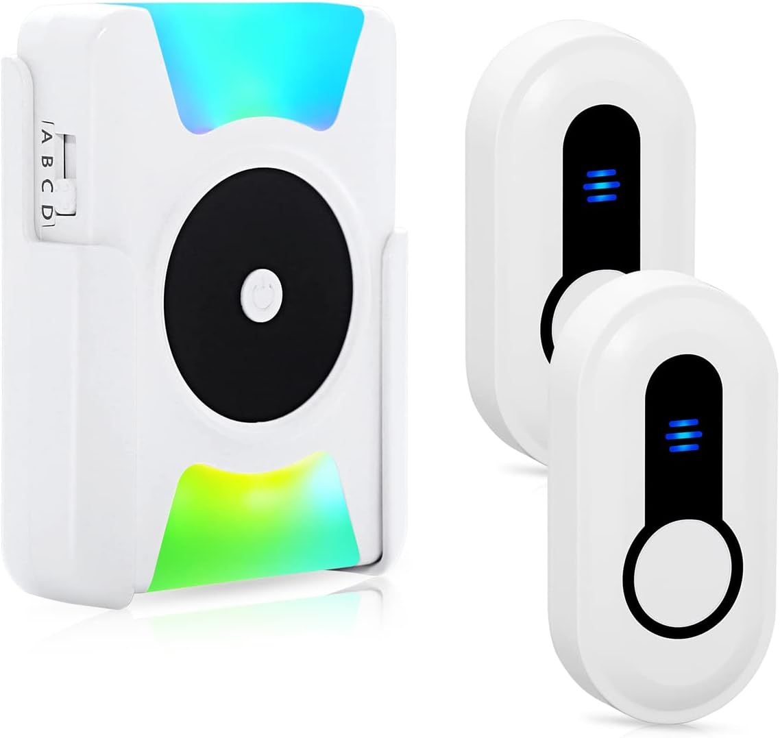 DAYTECH Wireless Doorbell Door Chimes Battery Operated Vibrating LED ...