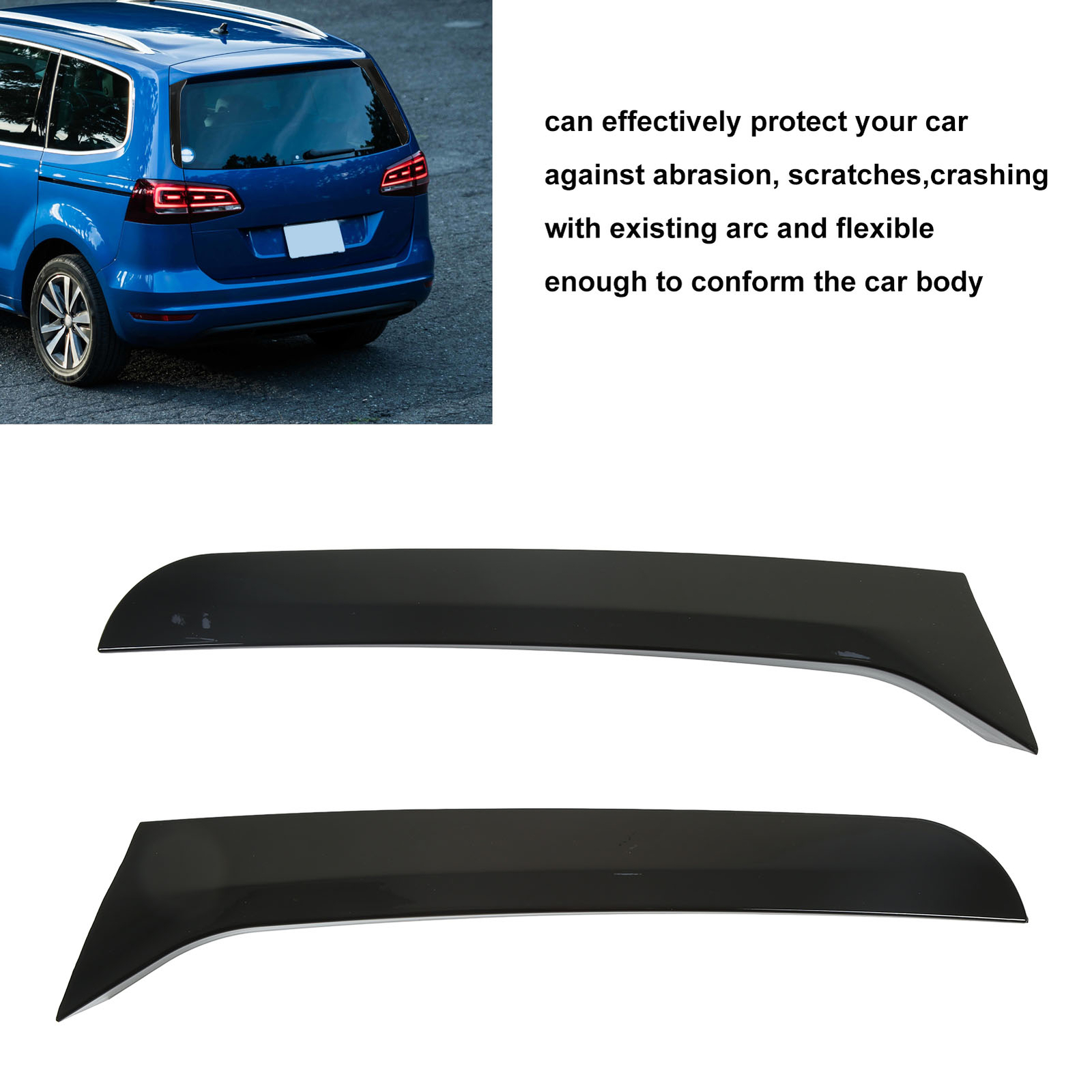 EMB 2 Pcs Rear Window Spoiler Glossy Black Left Right Side Wing Cover ...