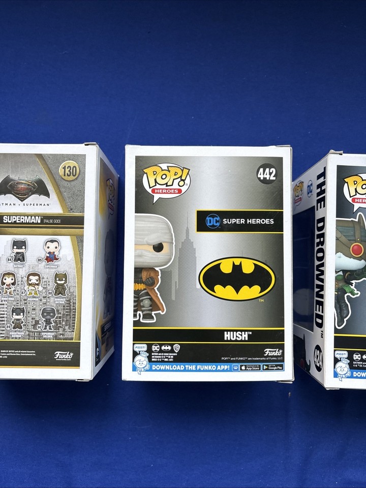 Funko Pop Heroes Batman Lot Of 3 - Hush, Superman (False God), The ...