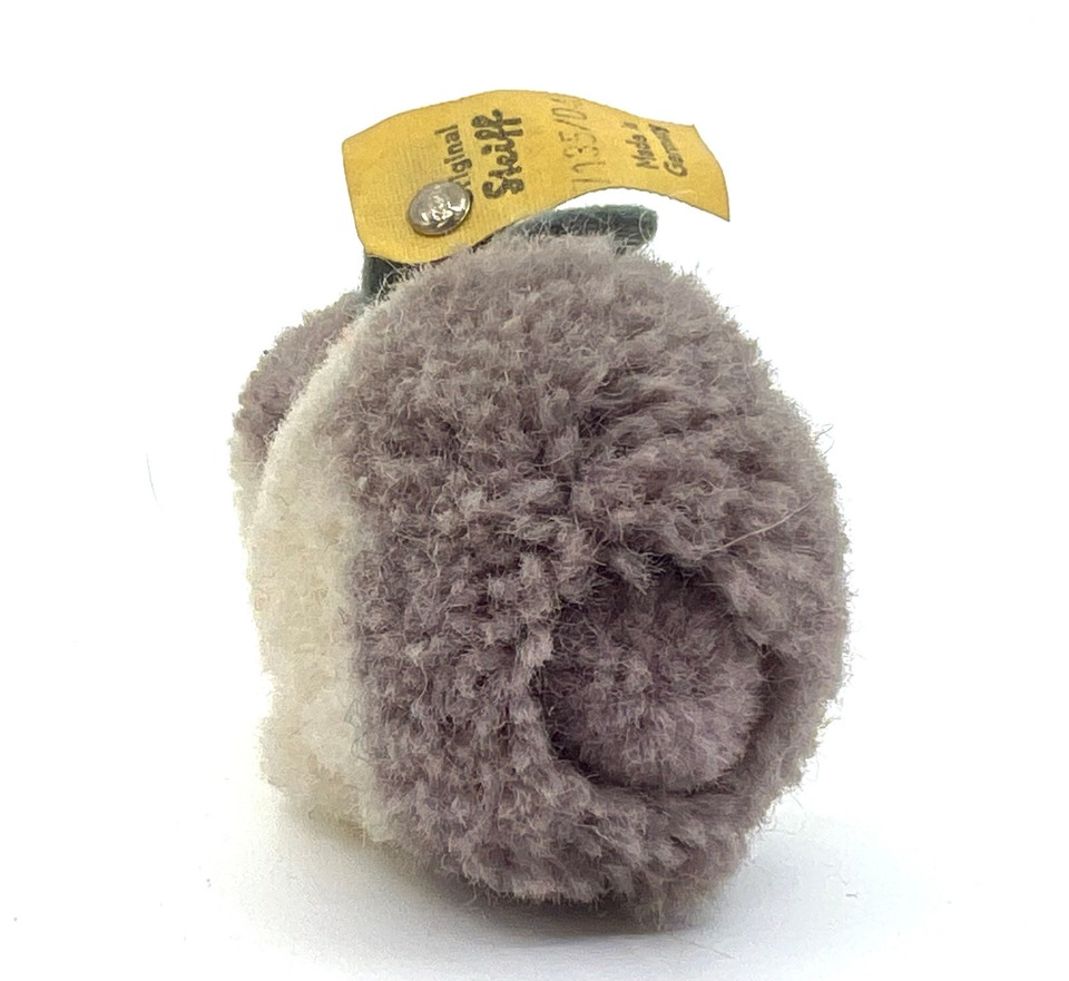 Steiff Woolen Rabbit Grey White ID Button Tag 4cm 1.5in Wool Pom Poms ...
