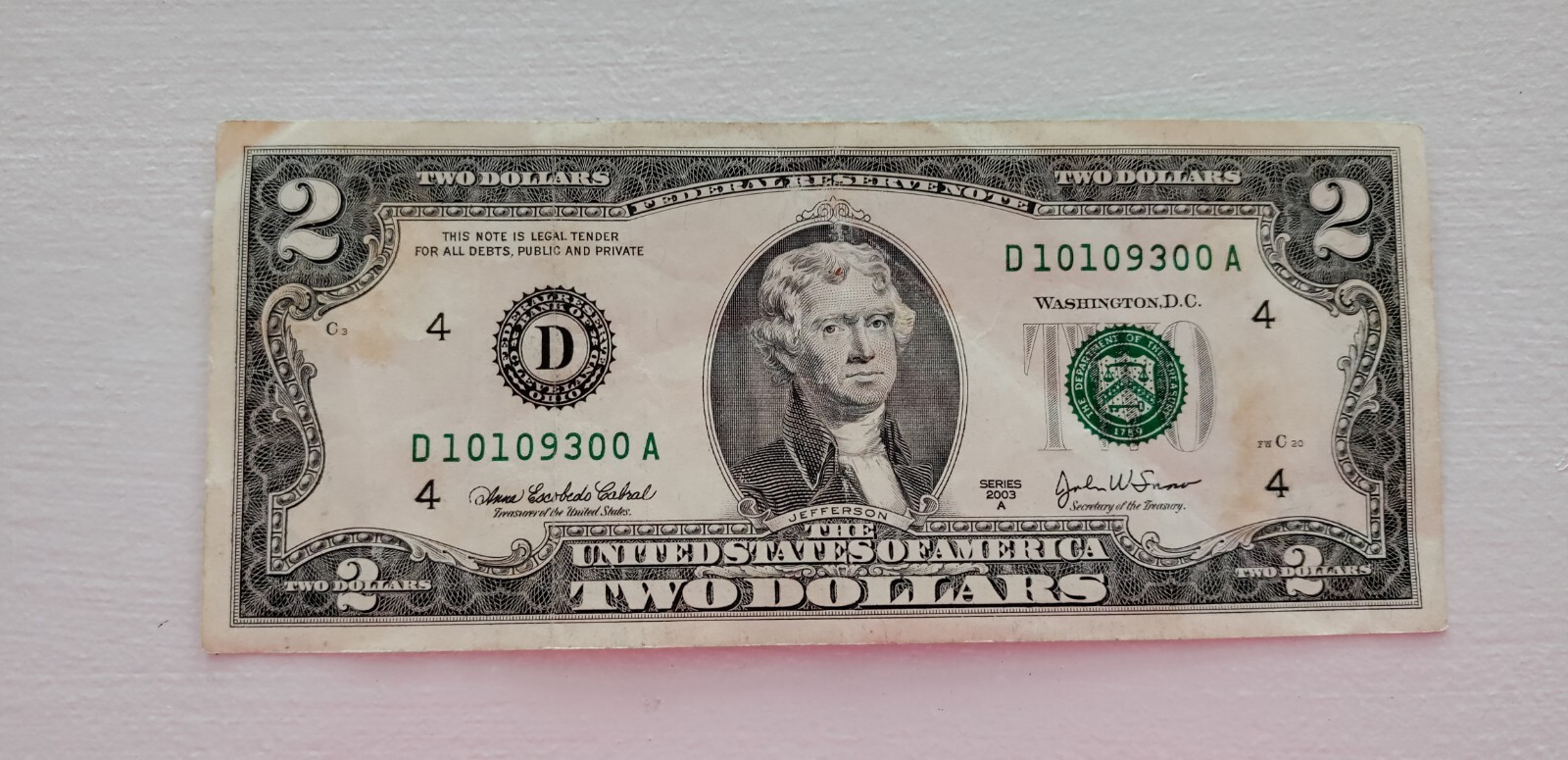 Lucky $2 Two Dollar Bill Rare 4 ZERO'S DOUBLE DIGITS 2003A Series A | eBay