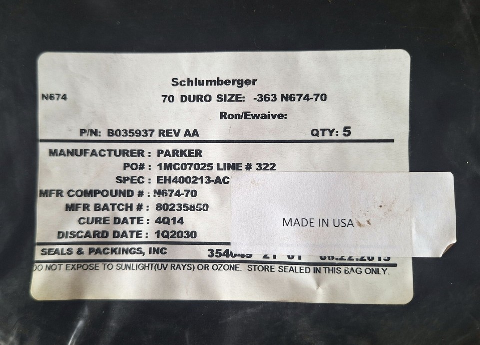 PARKER B035937 O-RING SZ 2-363 6.475 ID X .210 W NITRILE 70 N674-70 (5 ...