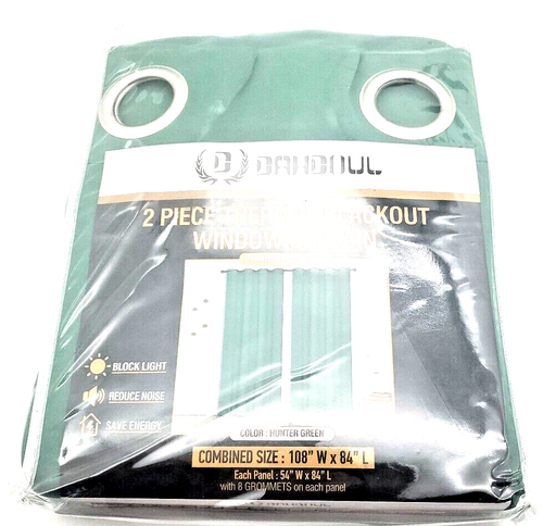 Dahdoul Home Blackout Curtains Block Out Light Hunter Green Color 108W ...
